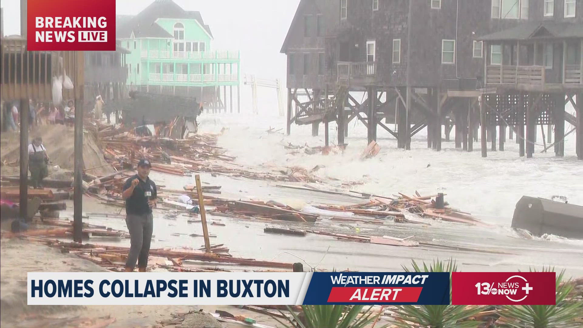 Multiple houses collapse on the Outer Banks ahead of hurricane impacts