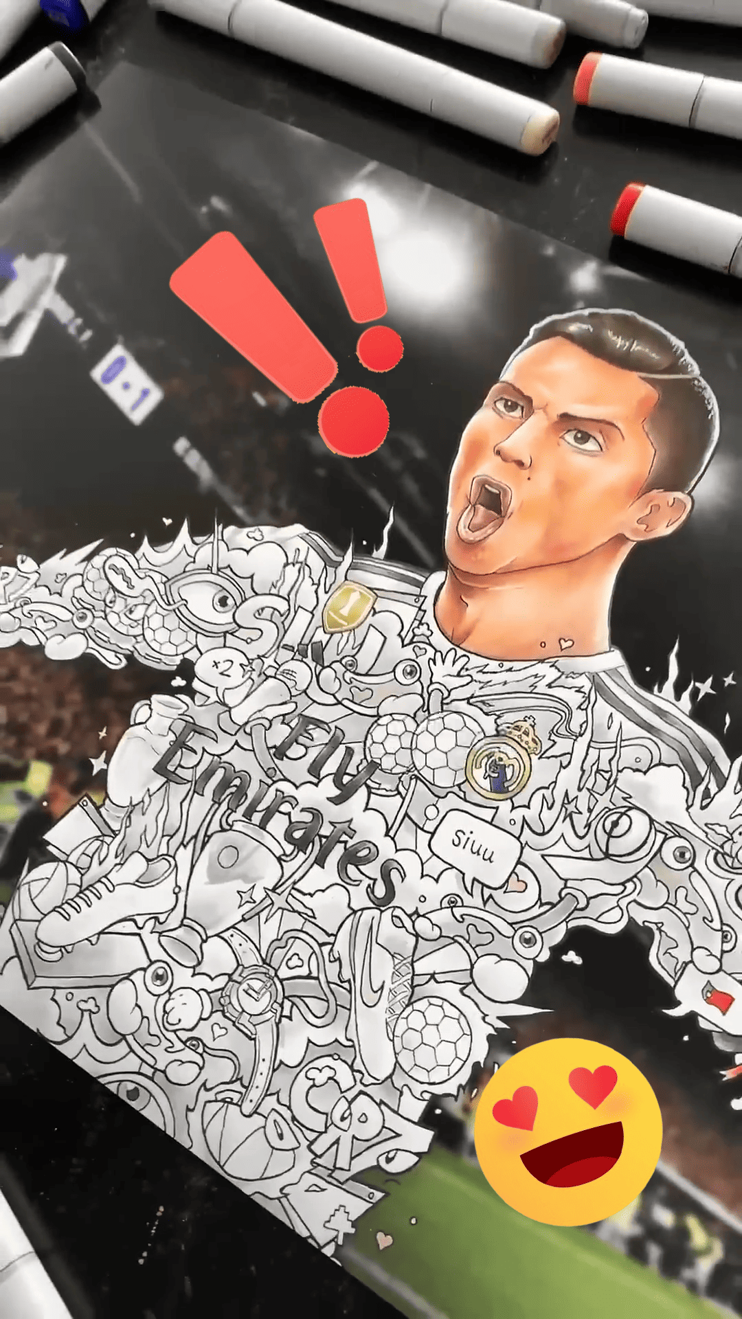 Ronaldo Illustration in Unique Doodle Style