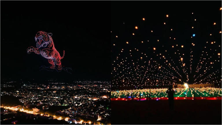 Mysuru Sky Lit by 3,000 Drones: Guinness Record Tiger Artwork in ...
