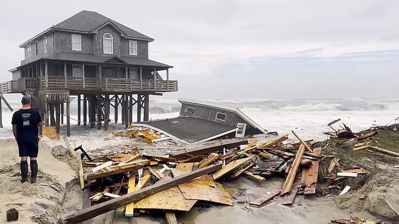 Oceanfront homes collapse as hurricanes Humberto and Imelda pass North ...