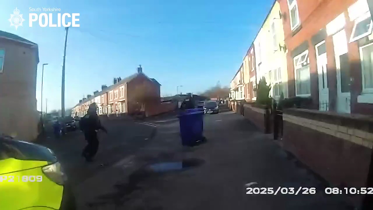 Watch moment police raid home and discover shotgun hidden under the stairs