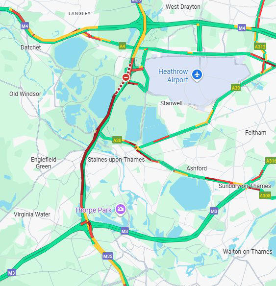 M25 shut clockwise after crash near Heathrow Airport