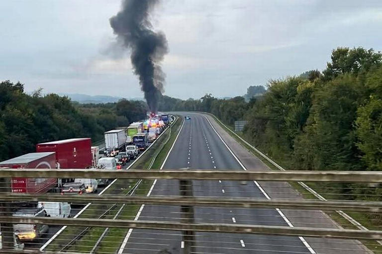 'Intense' M5 fire as car transporter carries nine electric vehicles