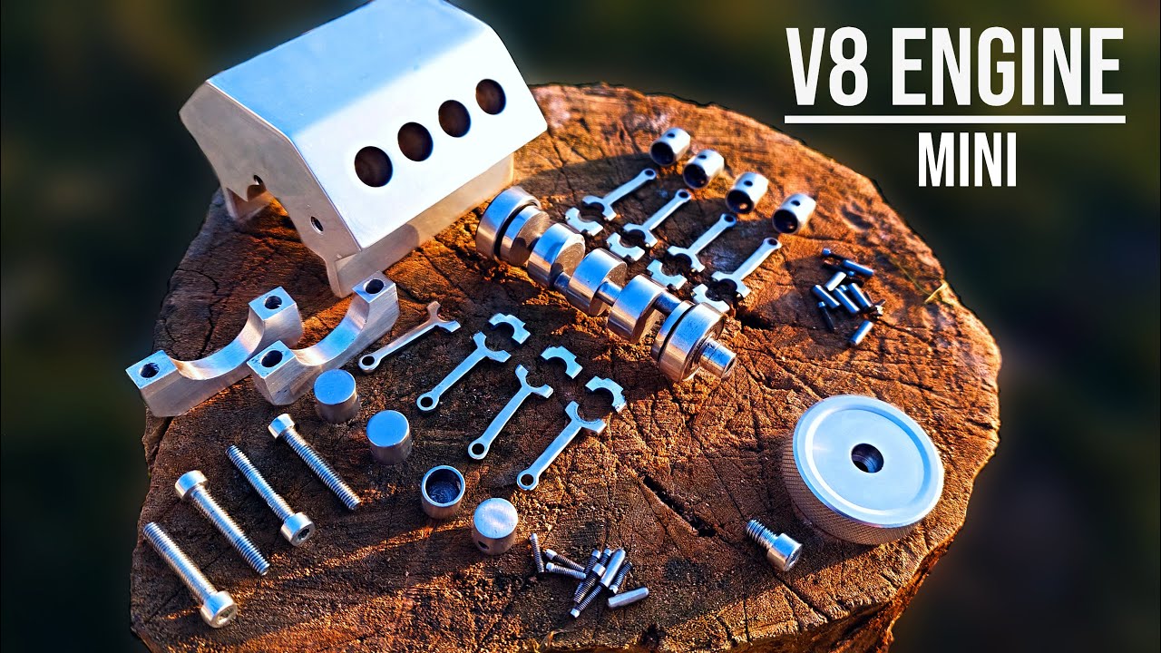 Making a mini V8 engine model – milling & turning machine