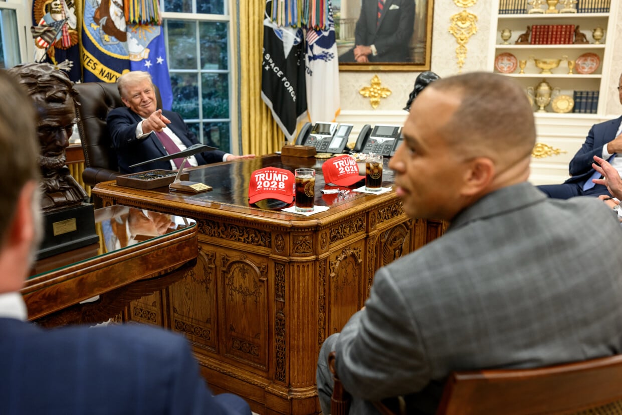 Trump's '2028 Hat' Sparks Controversy During Shutdown Talks