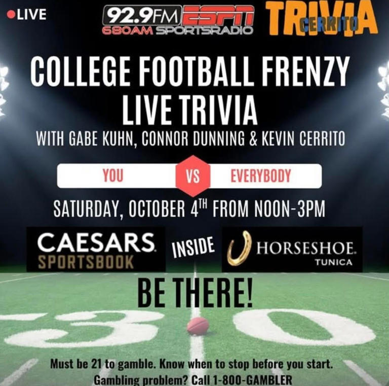 Join 92.9 FM ESPN Saturday at Horseshoe with Gabe Kuhn, Connor Dunning ...