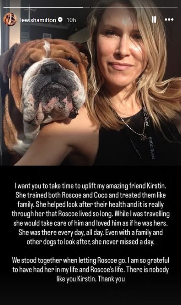 Lewis Hamilton pays tribute to 'amazing friend' who cared for his ...