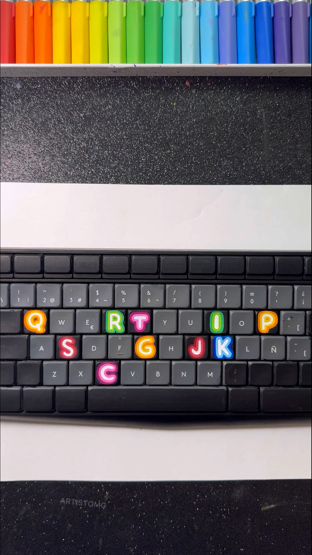Rainbow Keys on Black Keyboard