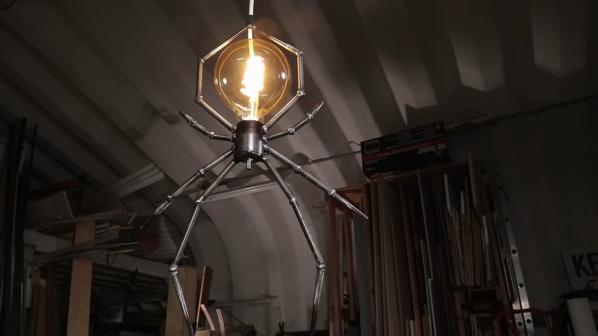 Building A Spider Lamp From Reclaimed Items