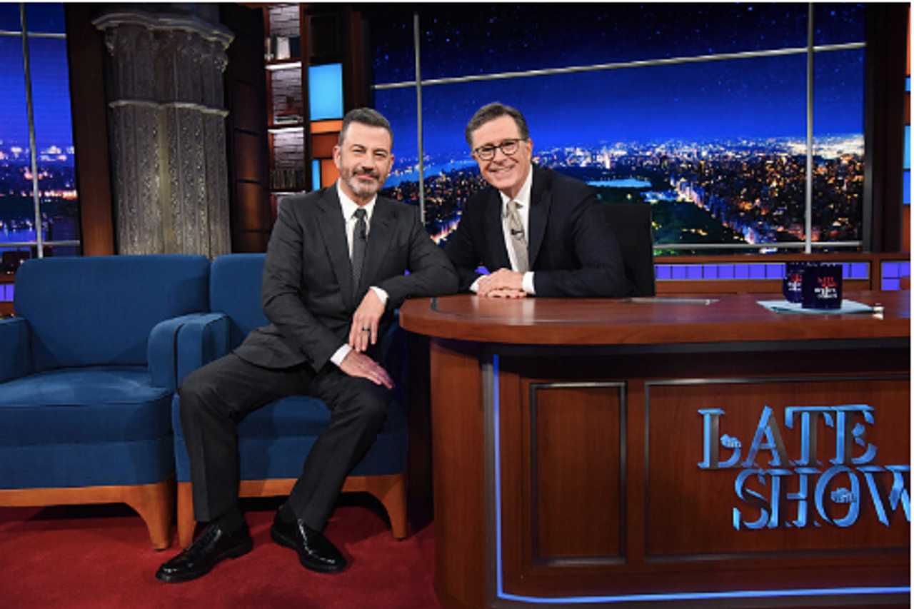Kimmel Details ABC Suspension Bathroom Call, Trades Stage With Colbert ...