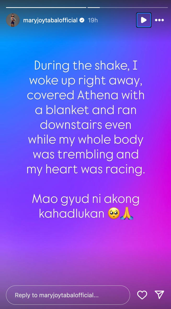 Cebuana Olympian Mary Joy Tabal calls for prayers after strong quake