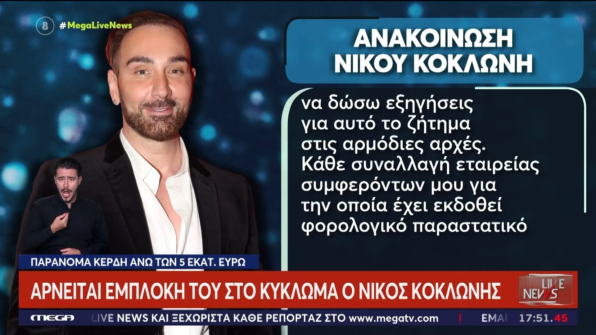 Κομπίνα με εικονικά τιμολόγια: Ο Ν. Κοκλώνης αρνείται εμπλοκή στο κύκλωμα