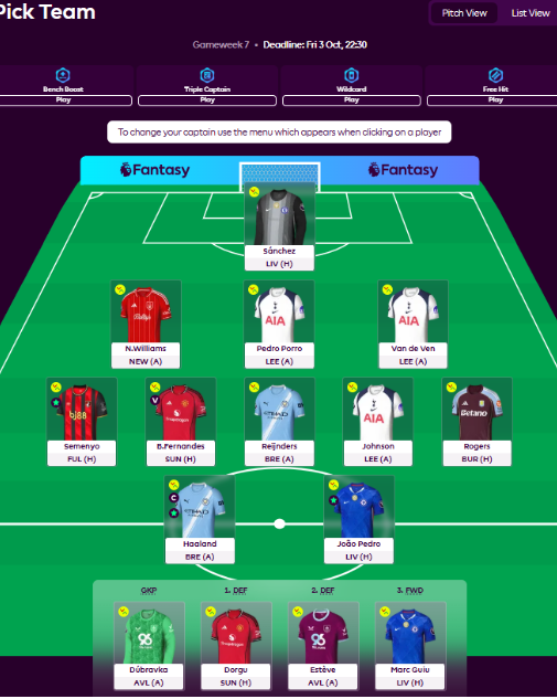 EPL GW-7 Rate My FPL Team