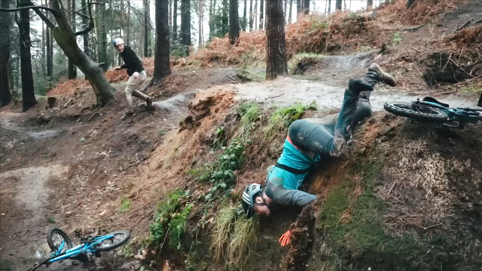 He barely survived this mountain bike fall