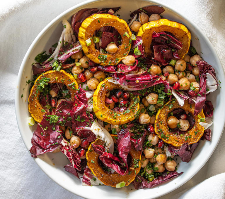 Delicata Squash, Radicchio, And Garbanzo Salad