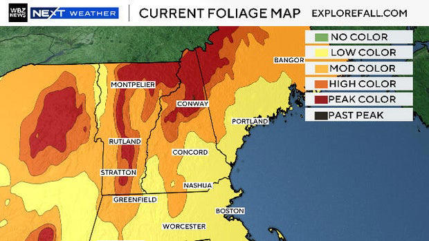 Fall foliage map shows where colors are peaking in New England as ...