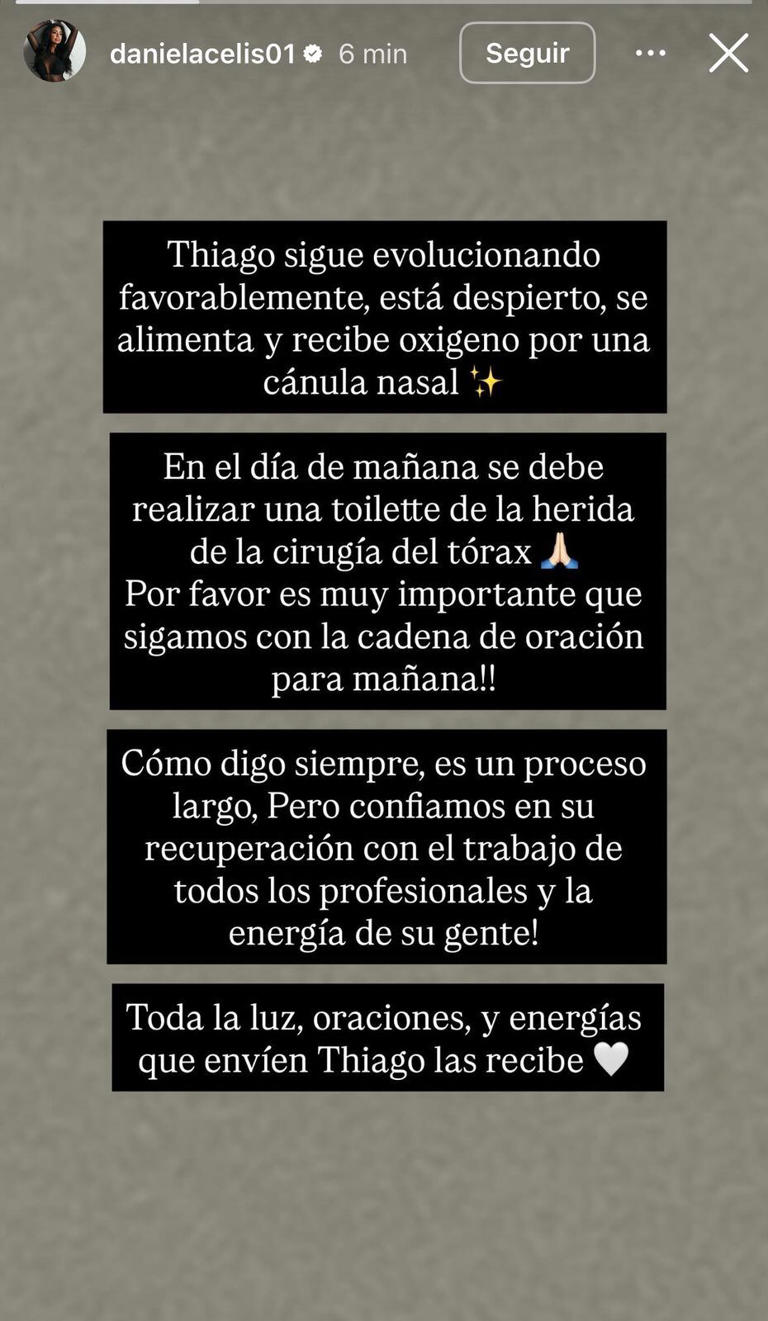 Daniela Celis reveló cómo evoluciona Thiago Medina tras despertarse del ...