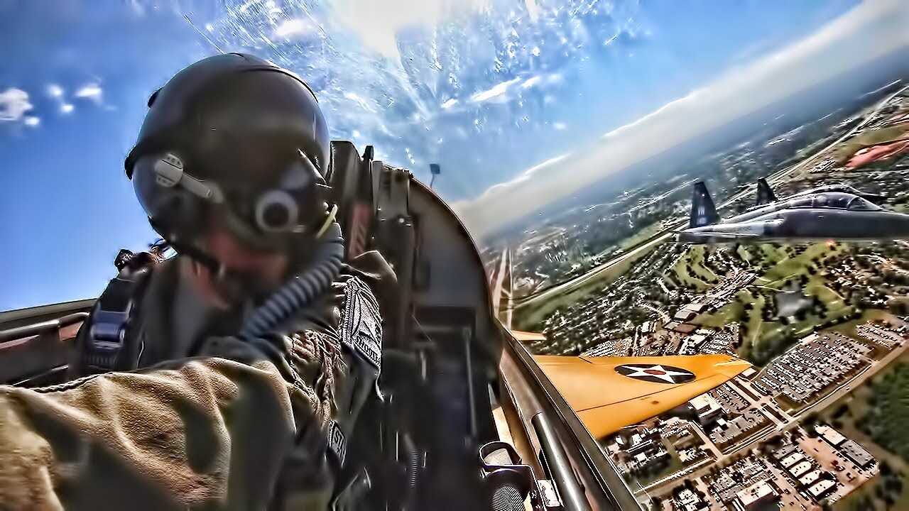 USAF T-38 Talon Fly Over Of Oklahoma City (Cockpit View)