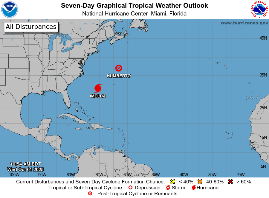 Humberto no longer a hurricane. What's the latest on Hurricane Imelda ...