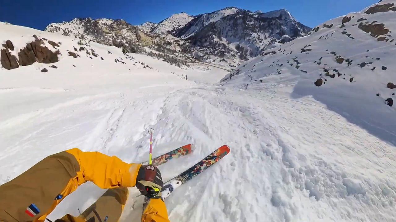 POV Skiing Down Mt. Superior Chute