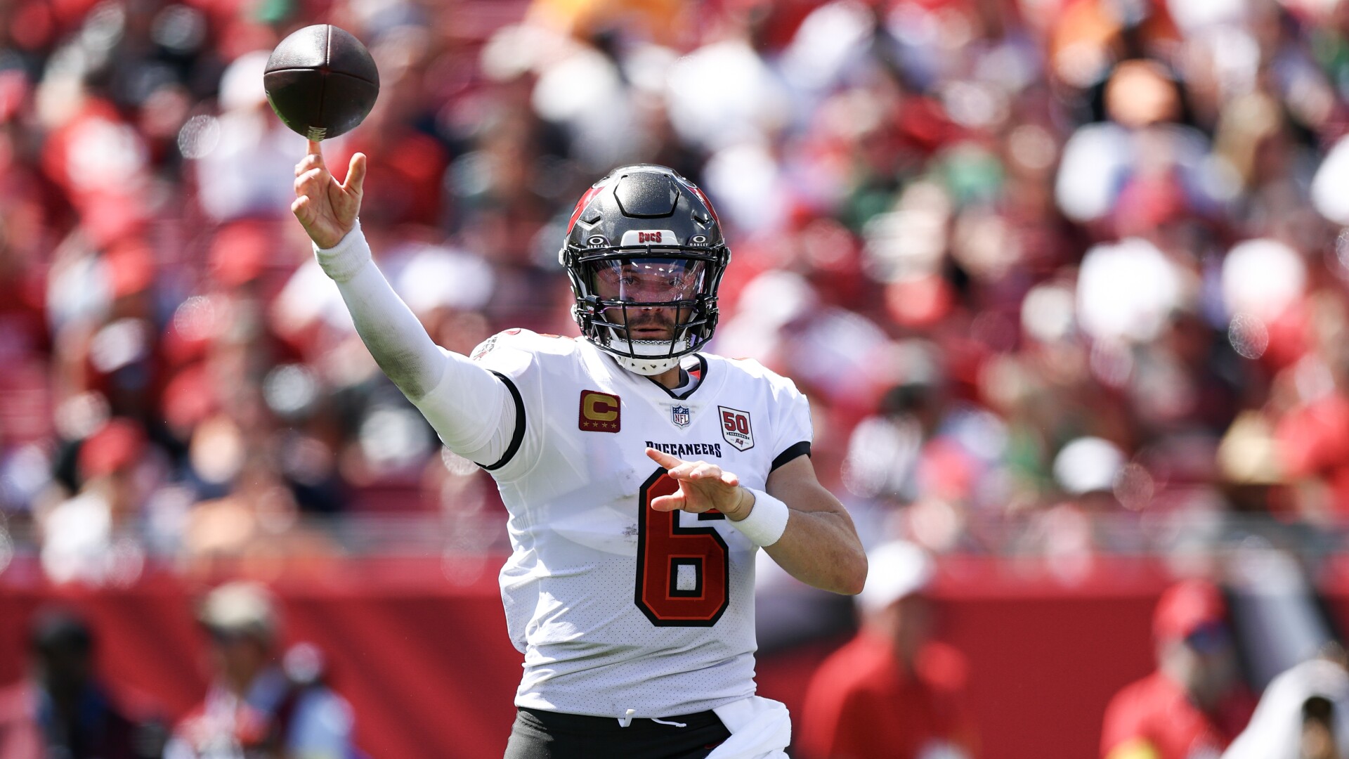 Baker Mayfield did not practice Wednesday with knee, right biceps injuries