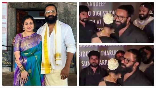 Rishab Shetty’s wife Pragathi gets emotional at Kantara Chapter 1 screening, actor hugs her