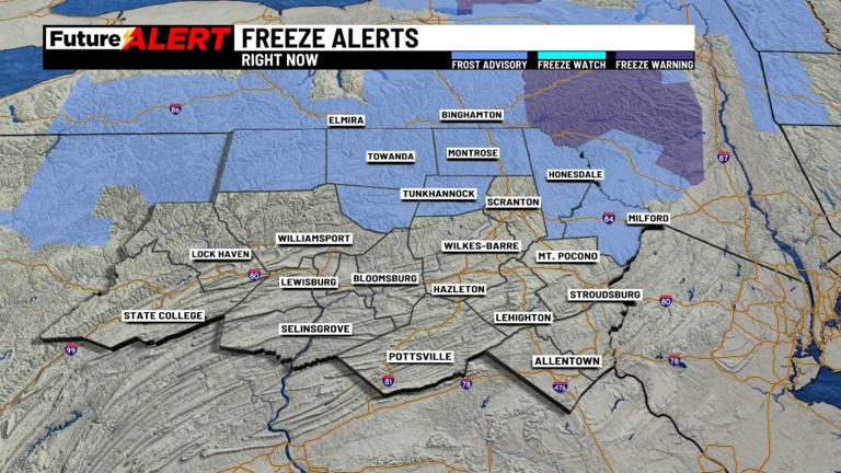 Frost advisories in effect for several NEPA counties