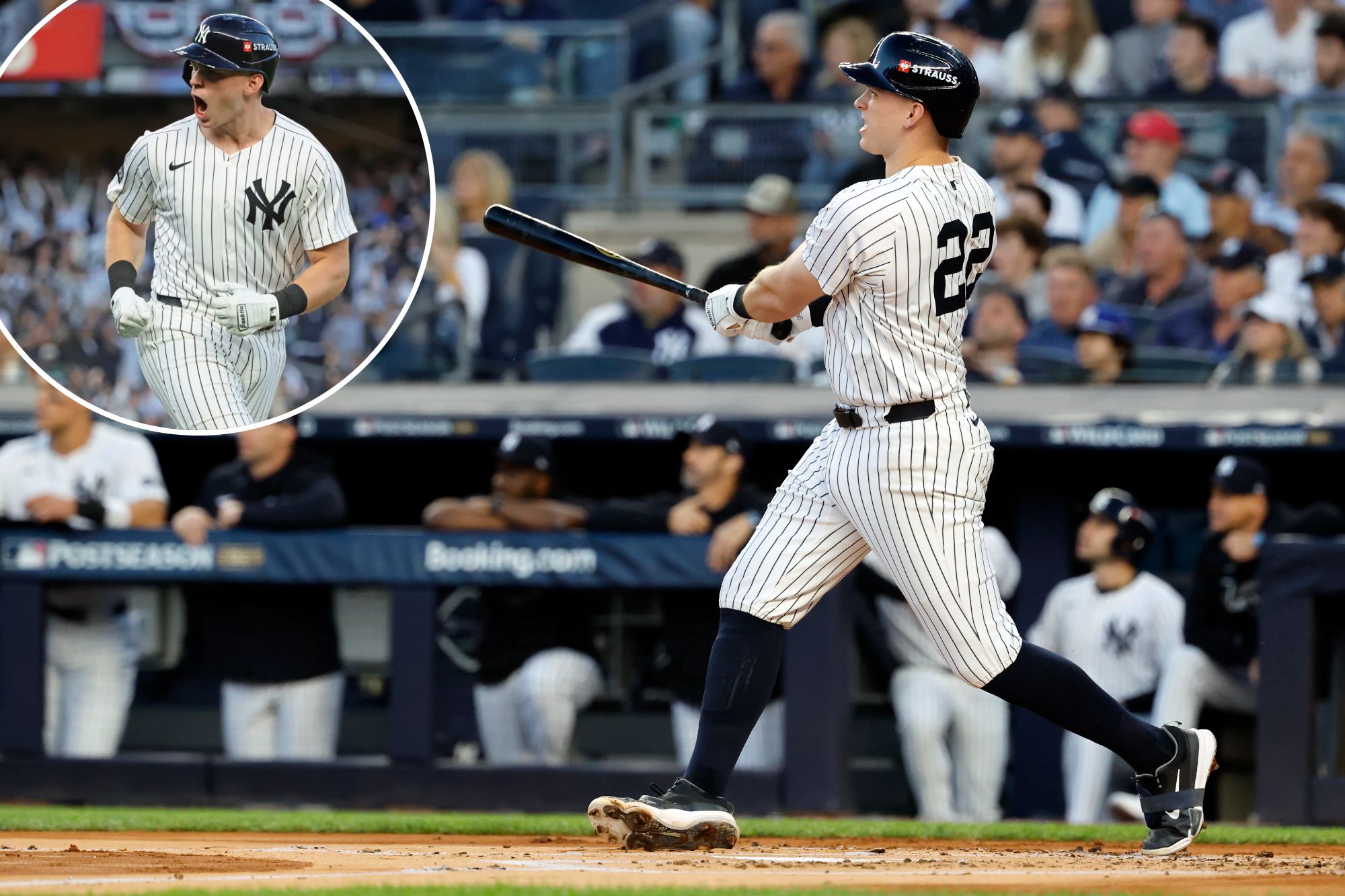 Ben Rice returns to Yankees lineup with two-run homer to start Game 2
