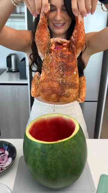 I cooked chicken inside a watermelon and the results were shocking
