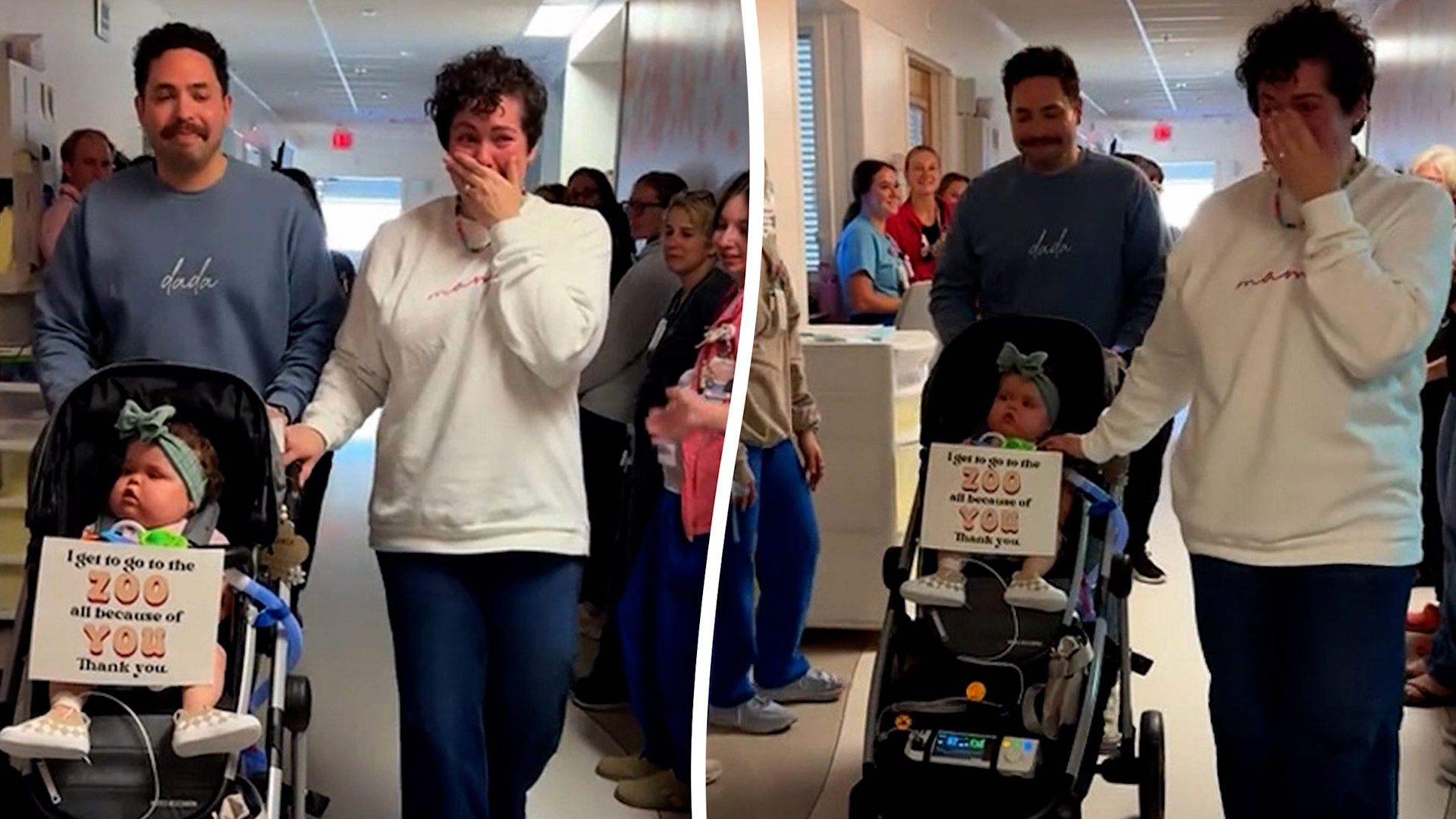 Emotionaler Moment, in dem das Baby das Krankenhaus verlässt, nachdem ...