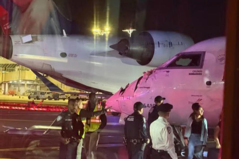 Delta Air Lines planes crash at LaGuardia Airport in New York moments before take off