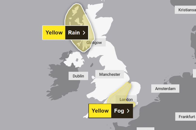 Full list of UK areas affected by today’s three-hour weather alert as ...