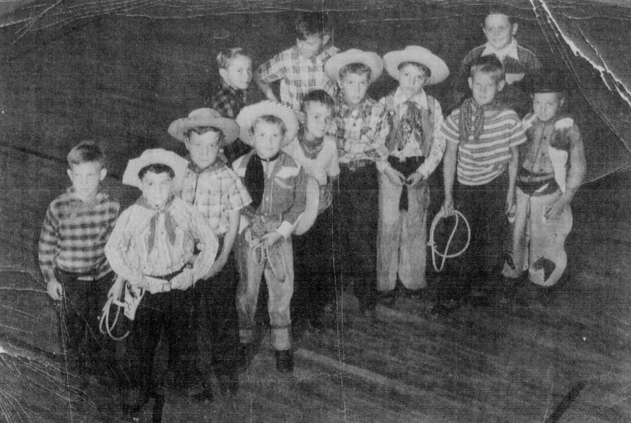 Rufus Easton School cowpokes pose in a 1948 photo