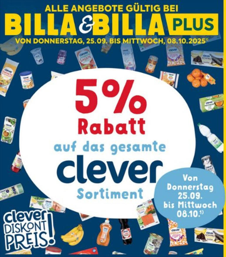 BILLA drückt die Preise: Clever-Produkte jetzt um -5% billiger!