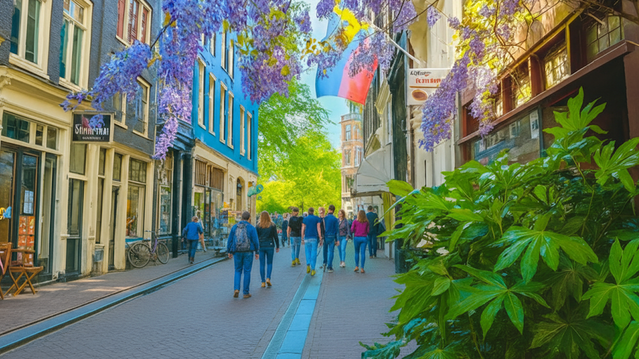 Amsterdam Spring Walking Tour – Central Streets and Canals 4K