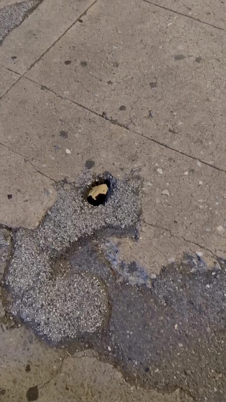 Hole opens onto NYC street — giving terrifying peek into subway below