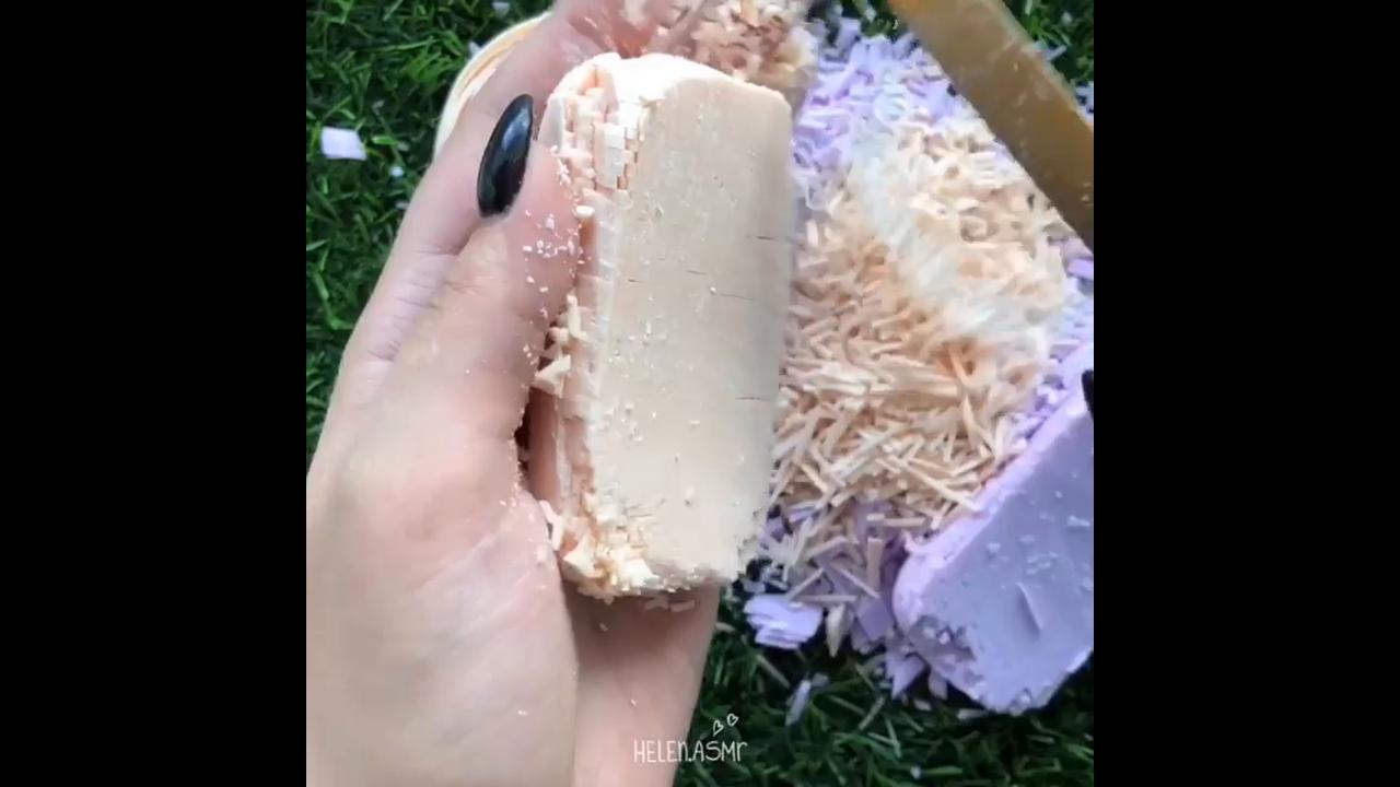 Satisfyingly Scraping In Tiny Cubes Couple Of Bar Soaps