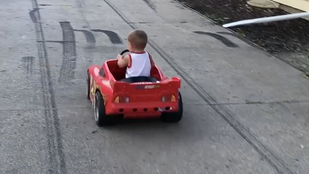 Kid shows off drifting skills in real life Lightning McQueen