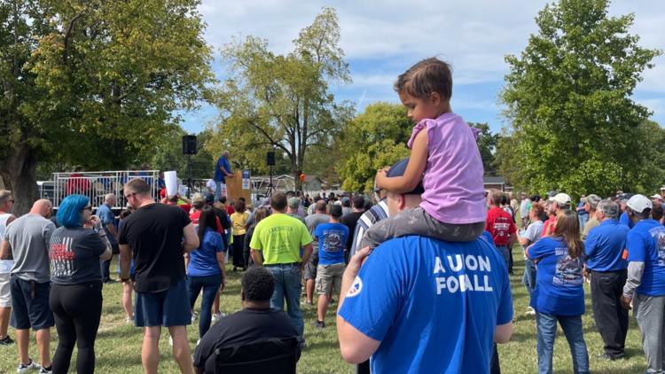 ‘Fight together, win together’: Striking Boeing workers rally in St. Louis