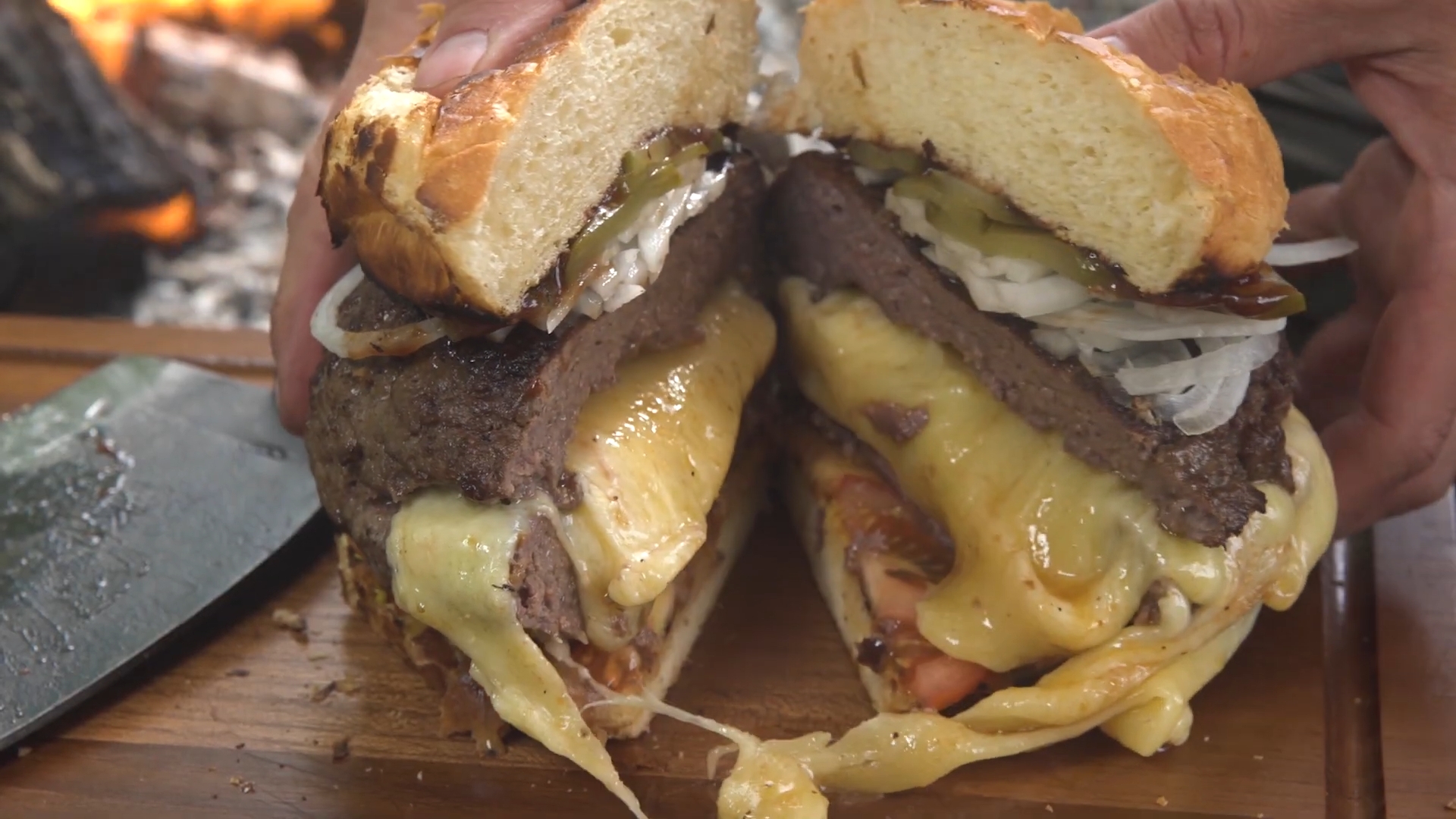 Outdoor Cooking a Massive 3 Pound Burger