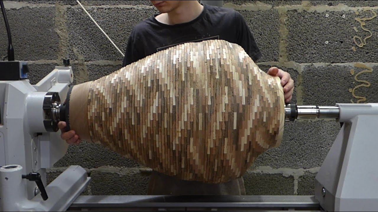 Turning a huge segmented vase - woodturning