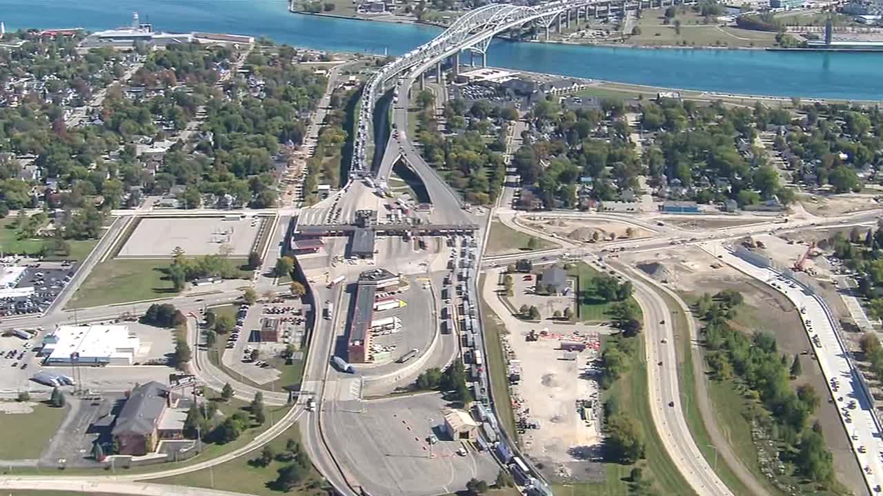 Chopper 7 video shows traffic delay at Blue Water Bridge
