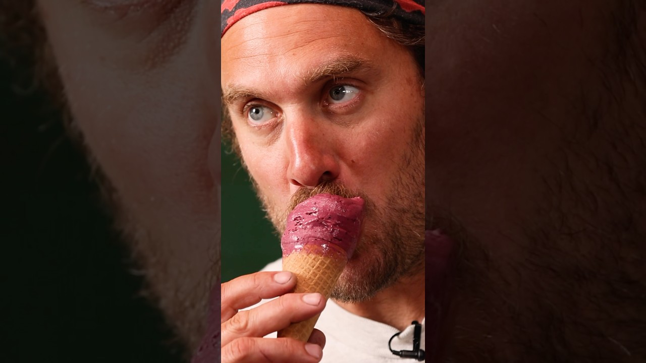 Make homemade Barney purple blueberry ice cream