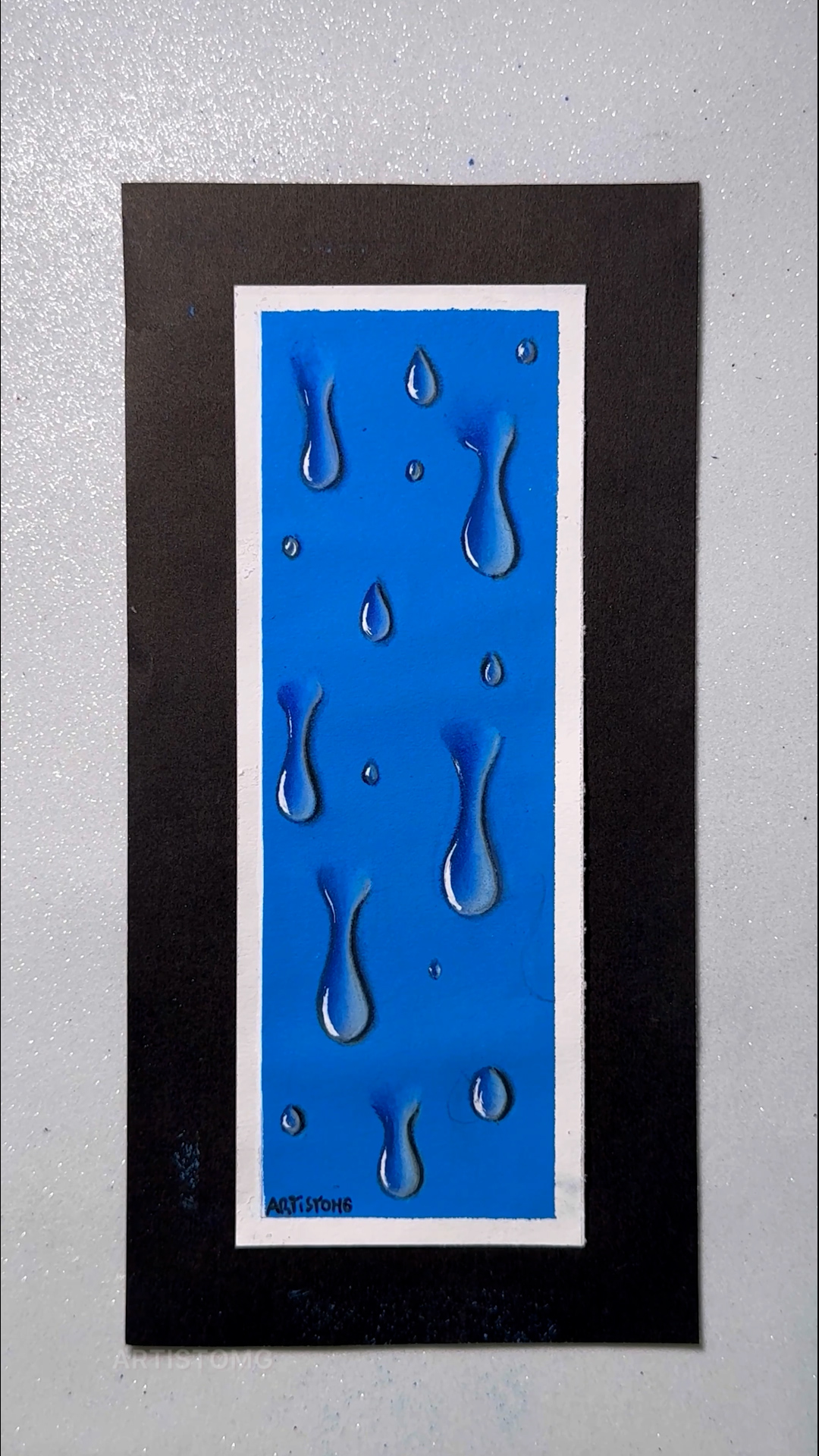 Crystal Raindrops in Blue Frame