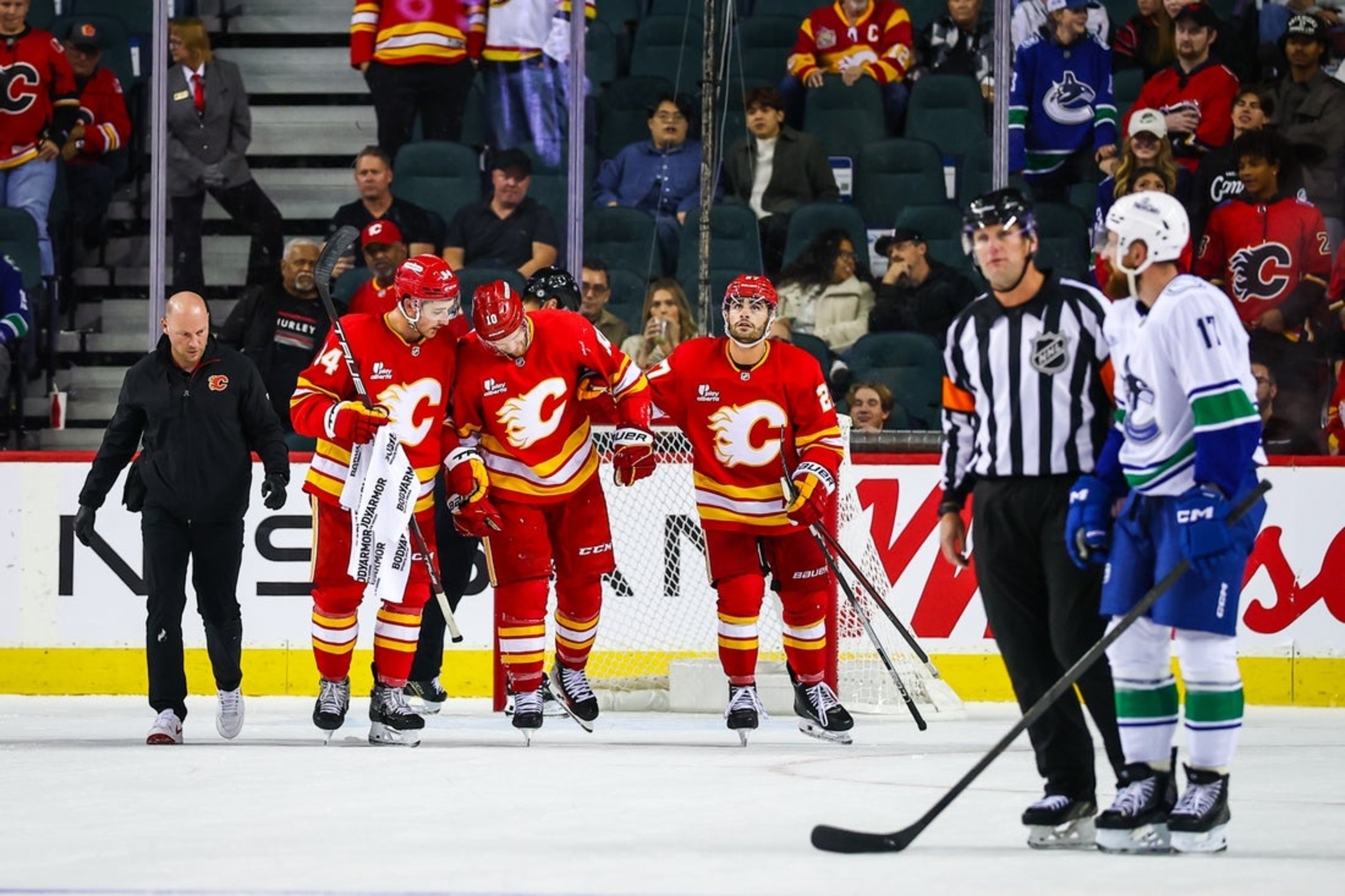 Flames LW Jonathan Huberdeau's status unclear after injury