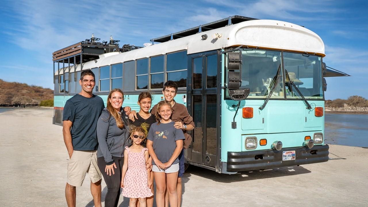 A day in our life on the bus with four kids