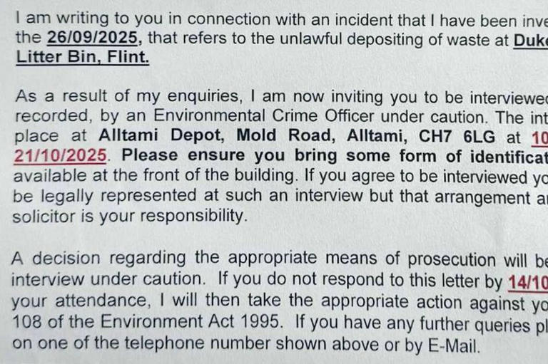 Mum faces interview under caution after putting envelope in public bin