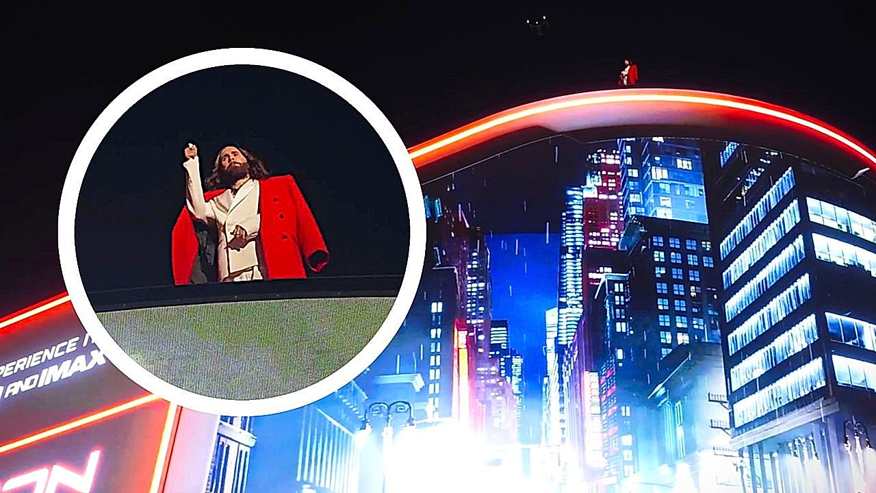 Jared Leto towers over London's Piccadilly Circus for 'Tron: Ares ...