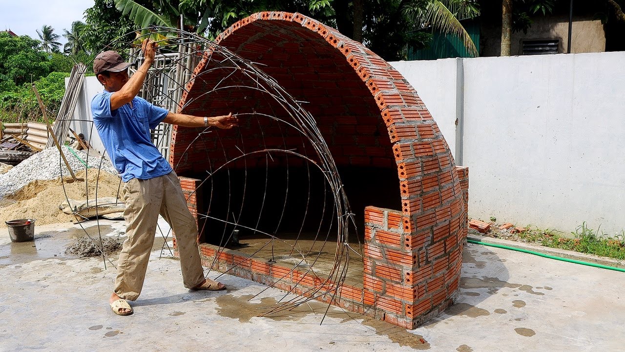 Make a unique fish tank from brick and cement