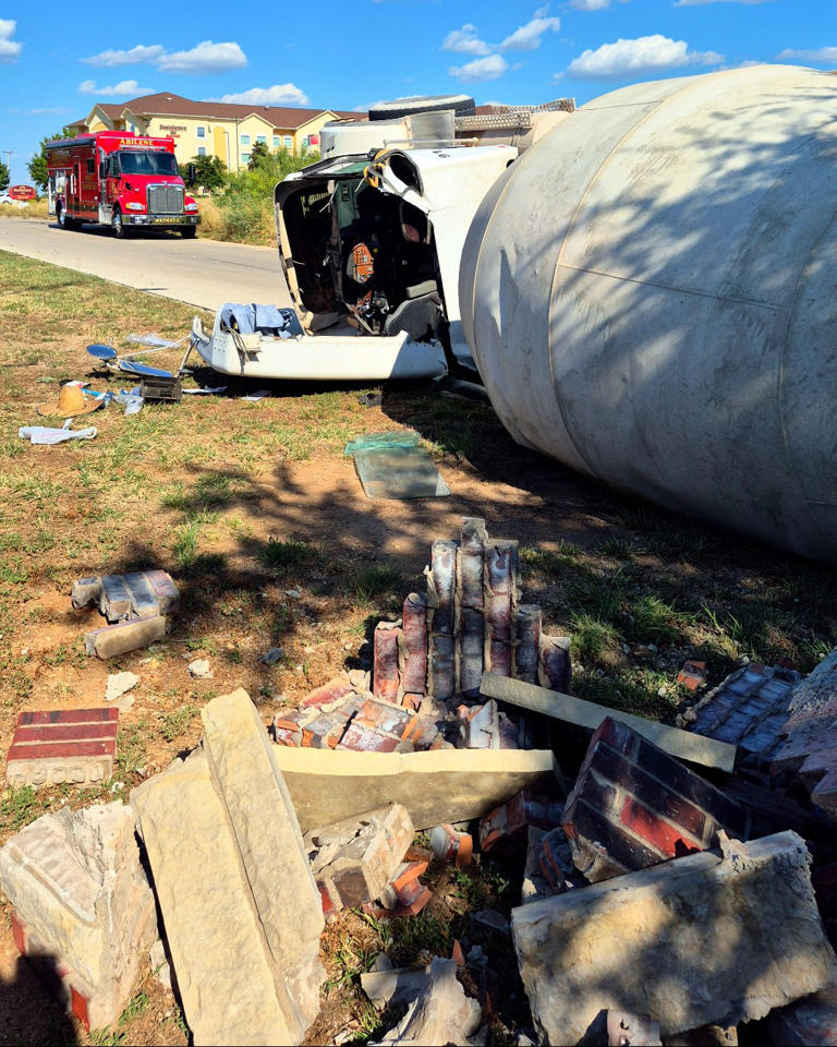Driver trapped after cement truck rollover in Abilene Wednesday afternoon